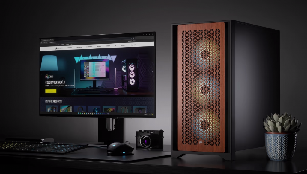 Game PC met Corsair 4000D Houten Behuizing - Exclusieve Houten ...